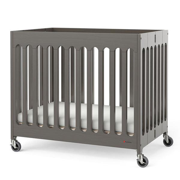 Boutique Compact Slatted Solid Wood Folding Crib - Gray – Educational ...